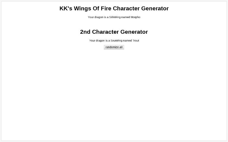 KK's Wings Of Fire Character Generator