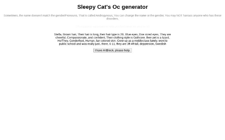 Sleepy Cat's Oc generator