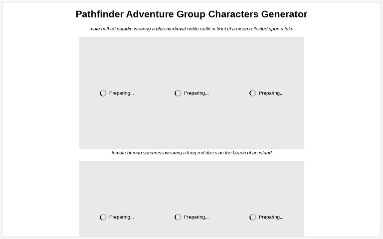 Pathfinder Adventure Group Characters Generator