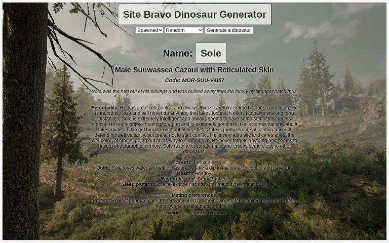Site Bravo Dinosaur Generator