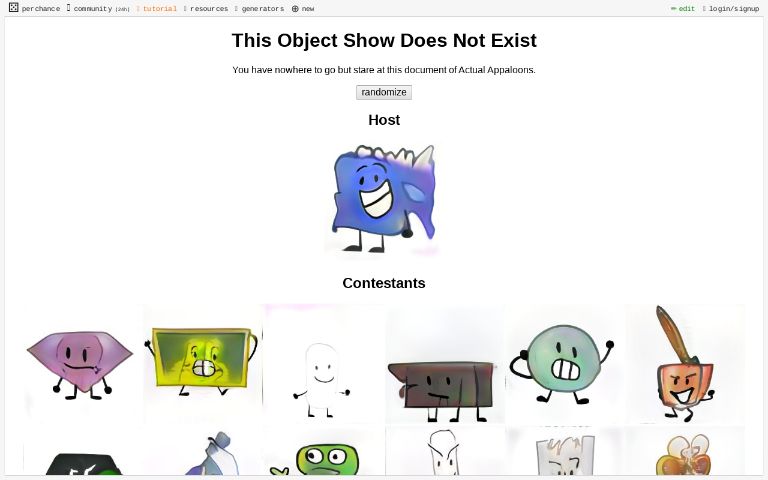 This Object Show Does Not Exist ― Perchance Generator