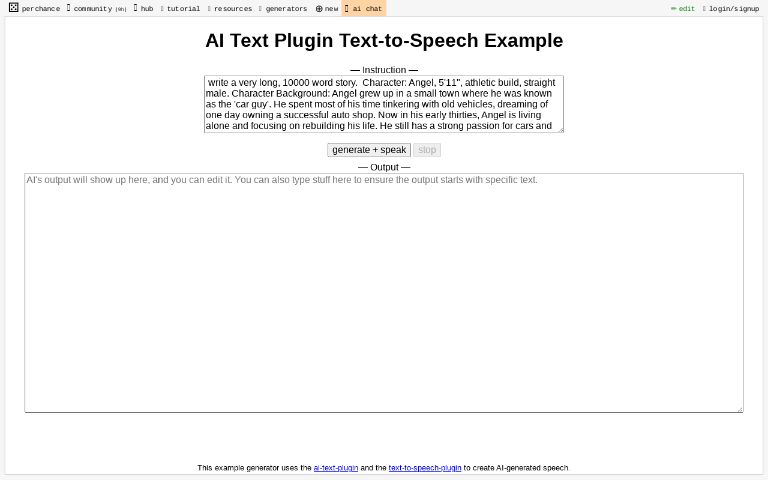AI Text Plugin Text-to-Speech Example