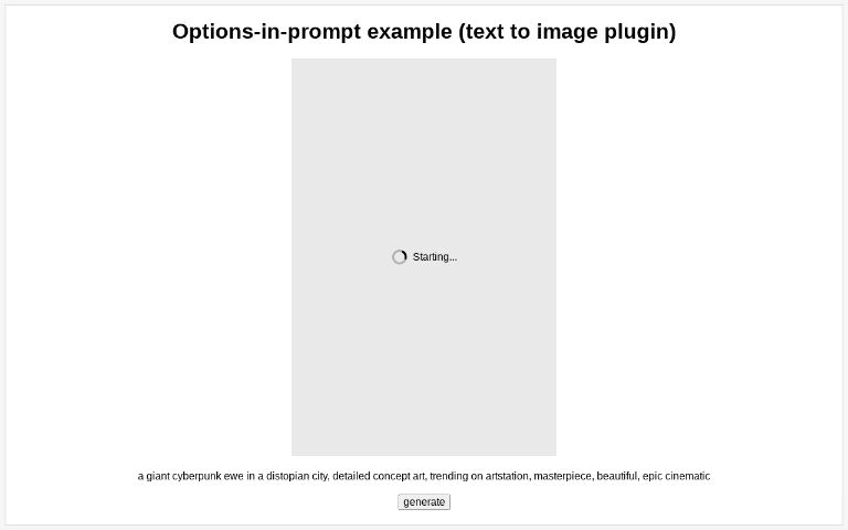 Options-in-prompt example (text to image plugin)