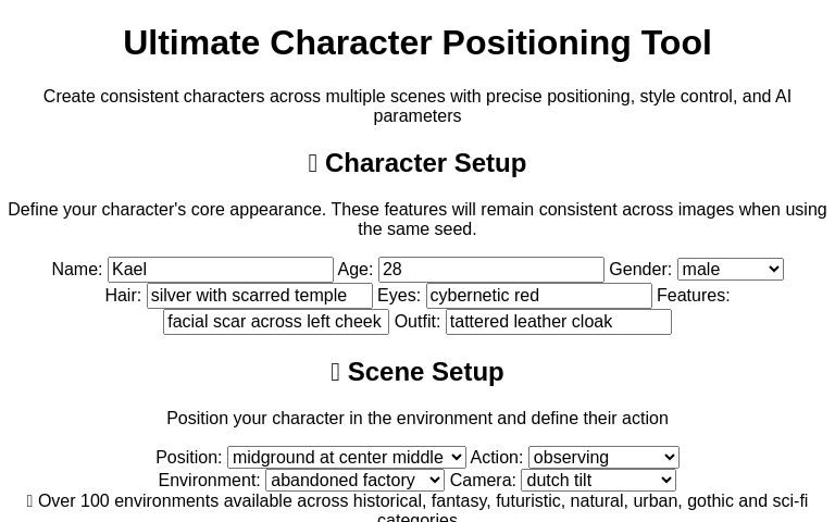Ultimate Character Positioning Tool ― Perchance Generator