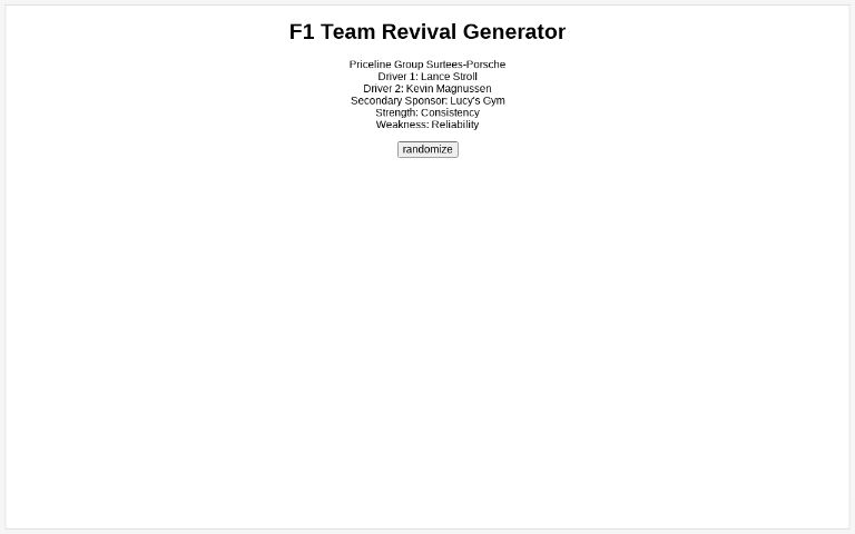 F1 Team Revival Generator