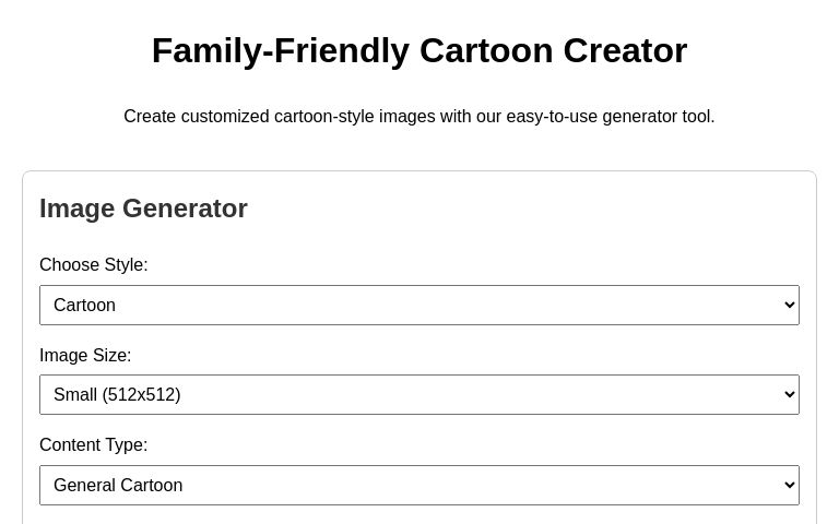 Family-Friendly Cartoon Creator ― Perchance Generator