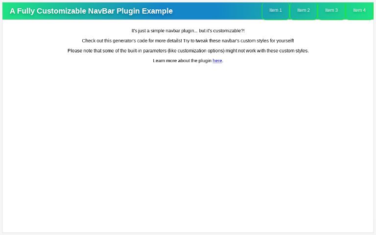 A Fully Customizable NavBar Plugin Example