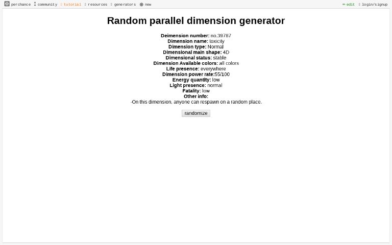 Random parallel dimension generator