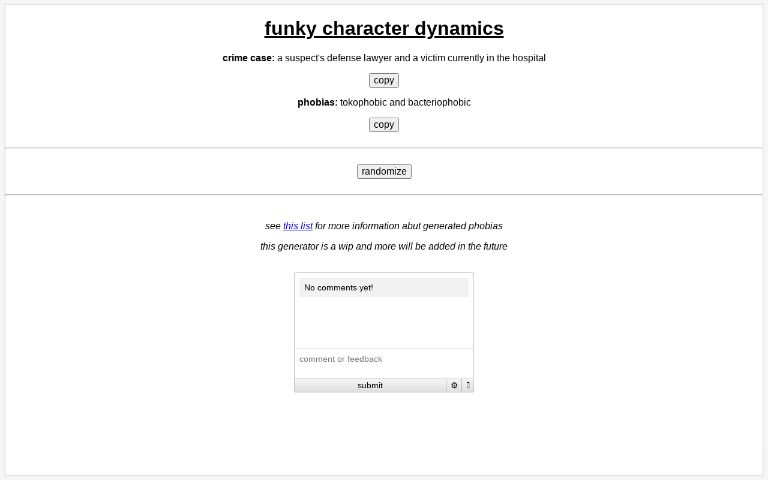 funky character dynamics ― Perchance Generator