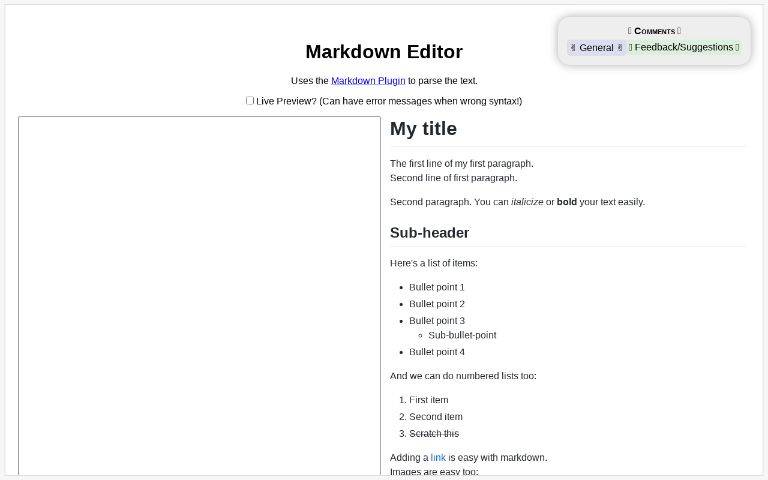 Markdown Editor ― Perchance Generator