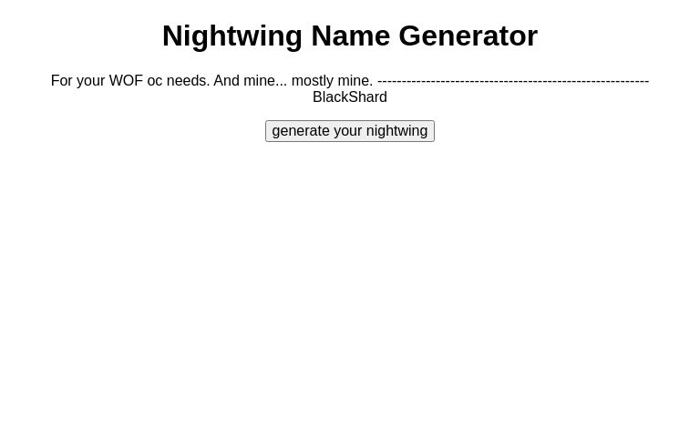 Nightwing Name Generator