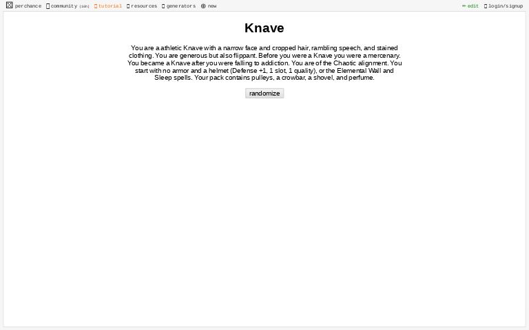 Knave ― Perchance Generator