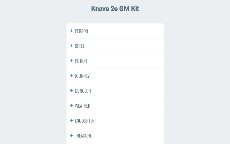 Knave 2e GM Kit ― Perchance Generator