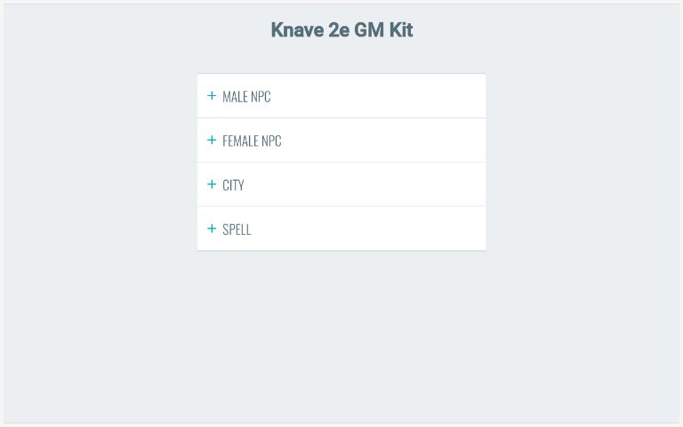 Knave 2e GM Kit ― Perchance Generator