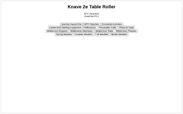 Knave 2e Table Roller ― Perchance Generator