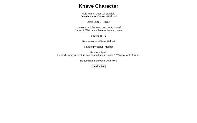 Knave Character ― Perchance Generator