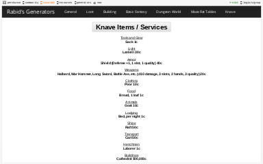 Knave Items / Services ― Perchance Generator