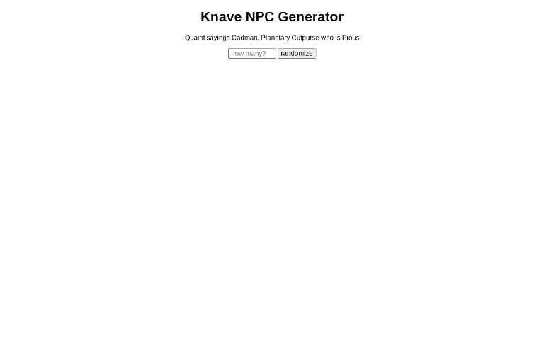 Knave NPC Generator