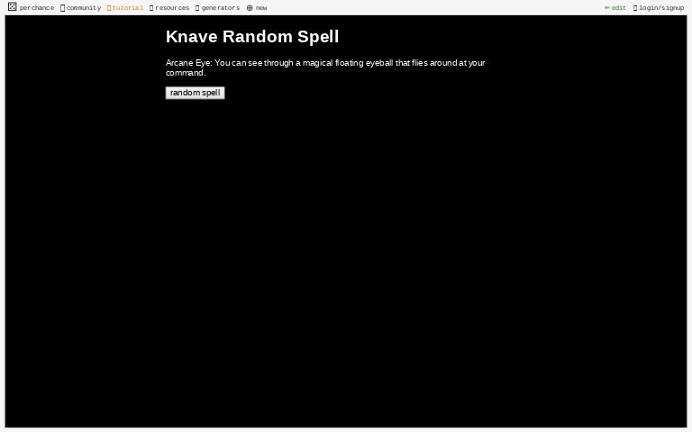 Knave Random Spell ― Perchance Generator