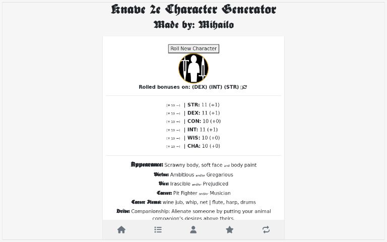 Knave 2e Character Generator