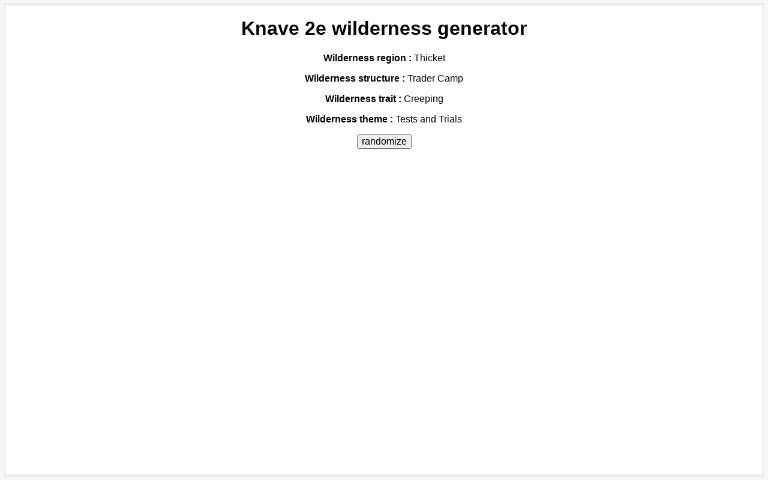 Knave 2e wilderness generator