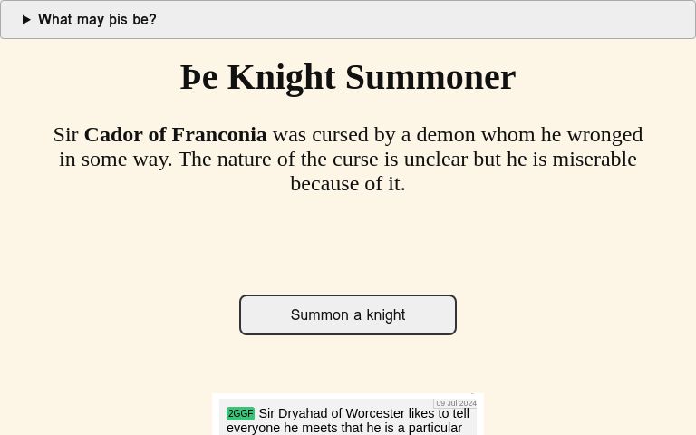 Þe Knight Summoner ― Perchance Generator