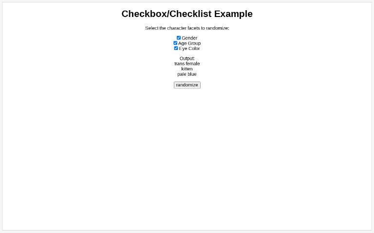 Checkbox/Checklist Example ― Perchance Generator