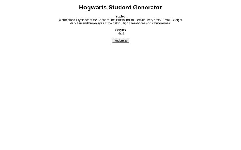 Hogwarts Student Generator