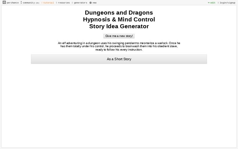 Dungeons and Dragons Hypnosis & Mind Control Story Idea Generator