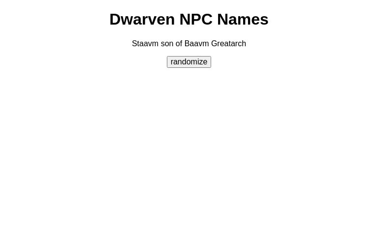 Dwarven NPC Names ― Perchance Generator