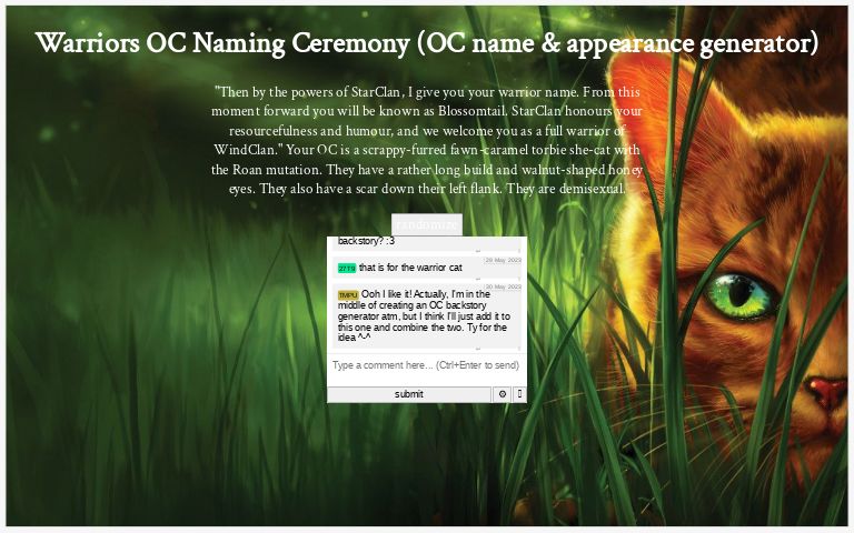 Warriors OC Naming Ceremony (OC name & appearance generator)