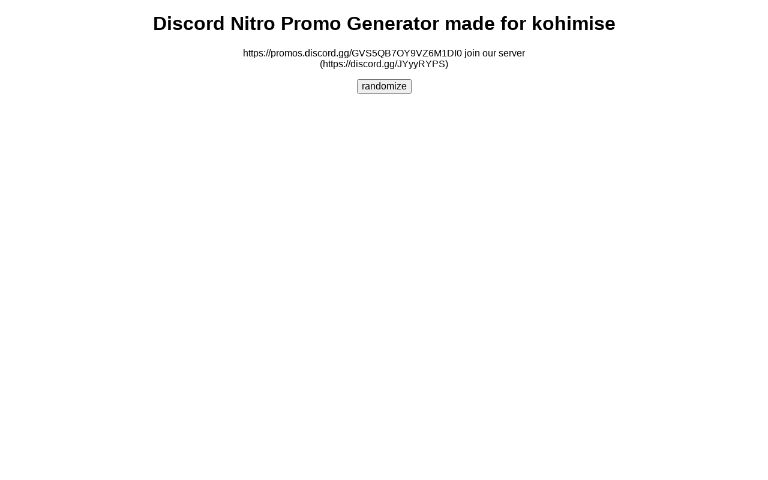 Discord Nitro Promo Generator made for kohimise