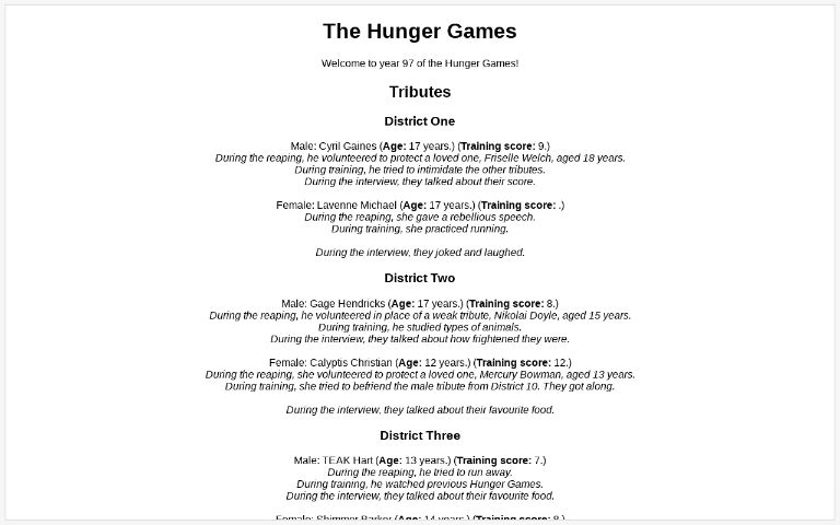 The Hunger Games ― Perchance Generator