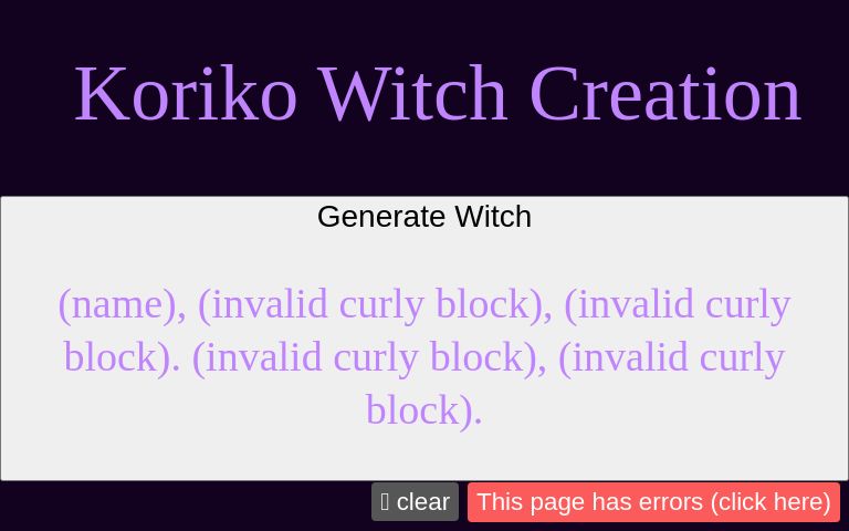Koriko Witch Creation ― Perchance Generator