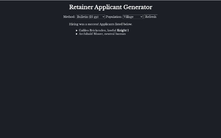 Retainer Applicant Generator