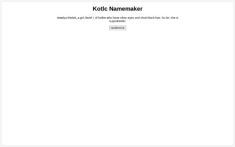 Kotlc Namemaker ― Perchance Generator