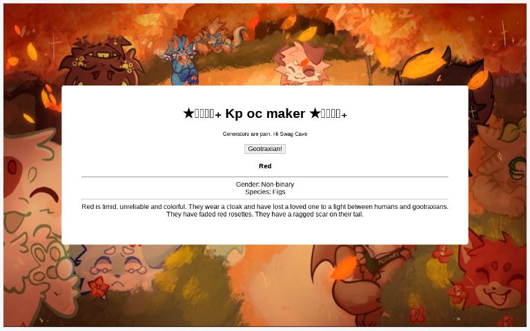 Kp oc maker ★・⸝⸝﹒₊ ― Perchance Generator