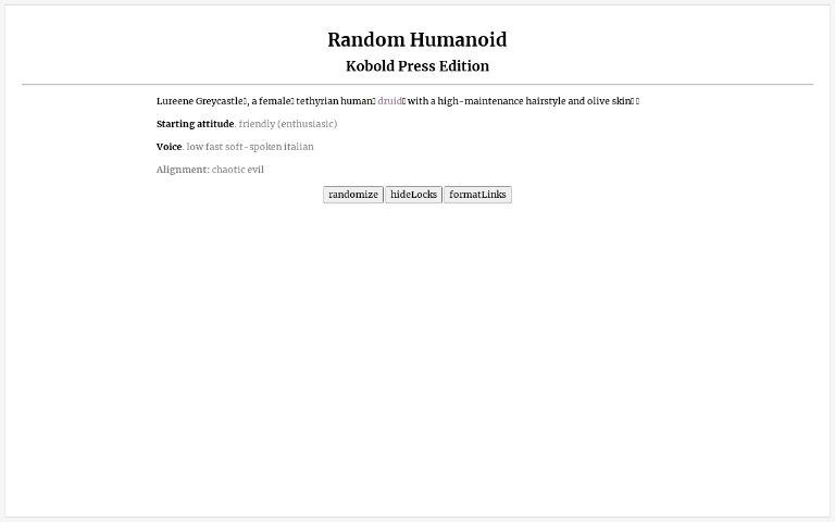 Random Humanoid ― Perchance Generator