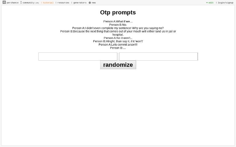 Otp prompts ― Perchance Generator