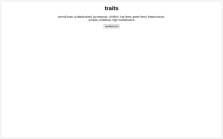 traits ― Perchance Generator