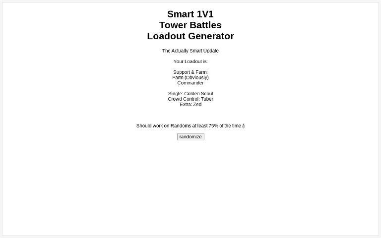 Smart 1V1 Tower Battles Loadout Generator