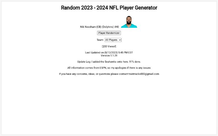 Random 2023 - 2024 NFL Player Generator