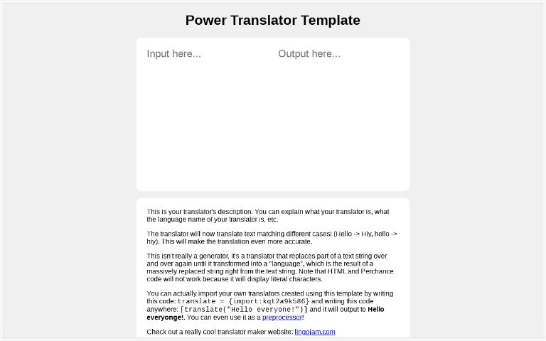 Power Translator Template ― Perchance Generator