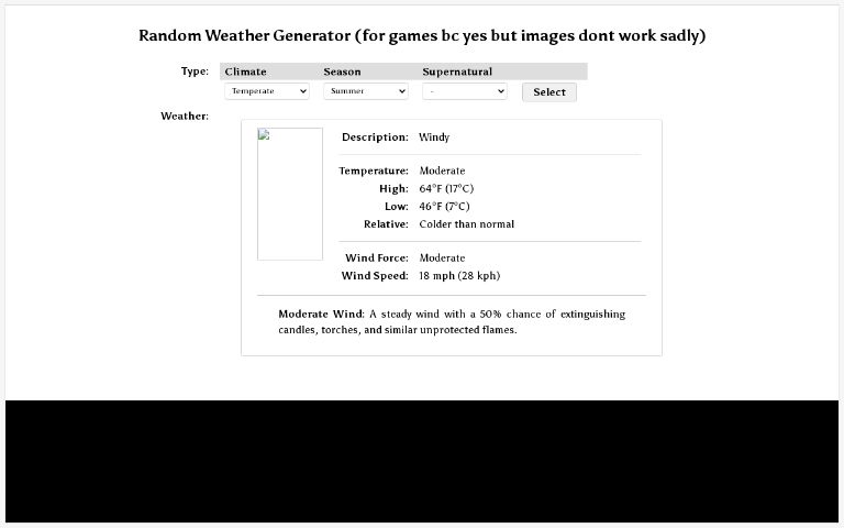 Random Weather Generator (for games bc yes but images dont work sadly)