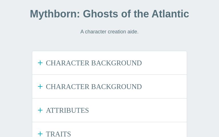 Mythborn: Ghosts of the Atlantic ― Perchance Generator