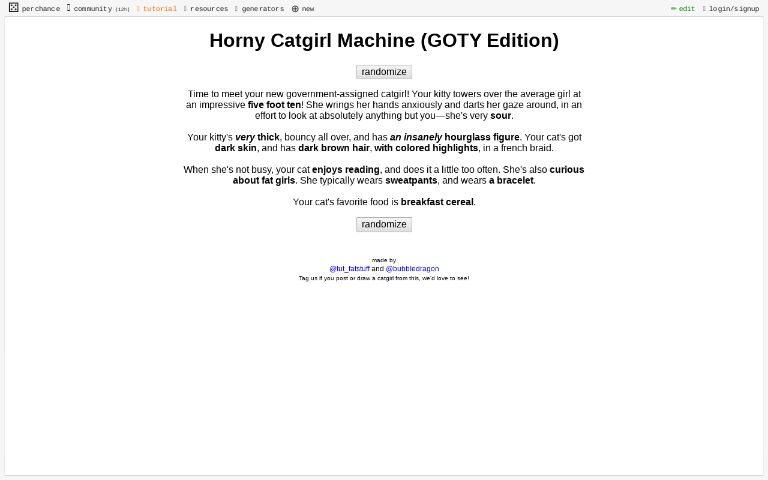 Horny Catgirl Machine (GOTY Edition) ― Perchance Generator