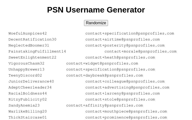 PSN Username Generator