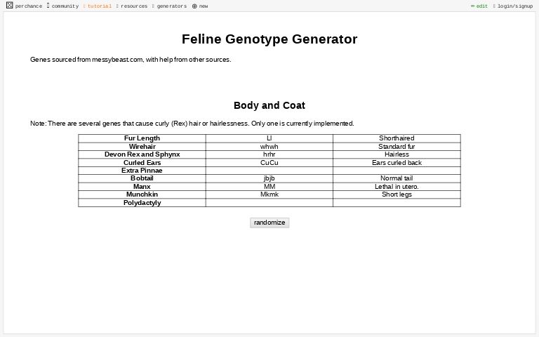 Feline Genotype Generator