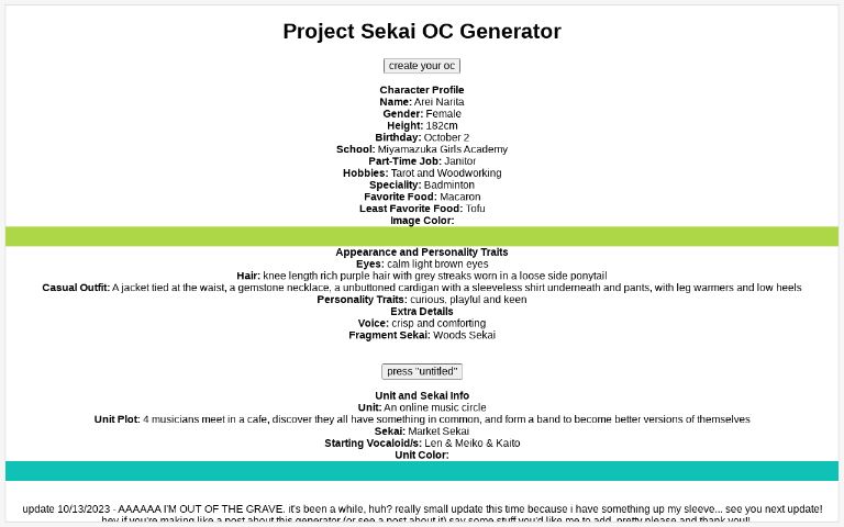 Project Sekai OC Generator