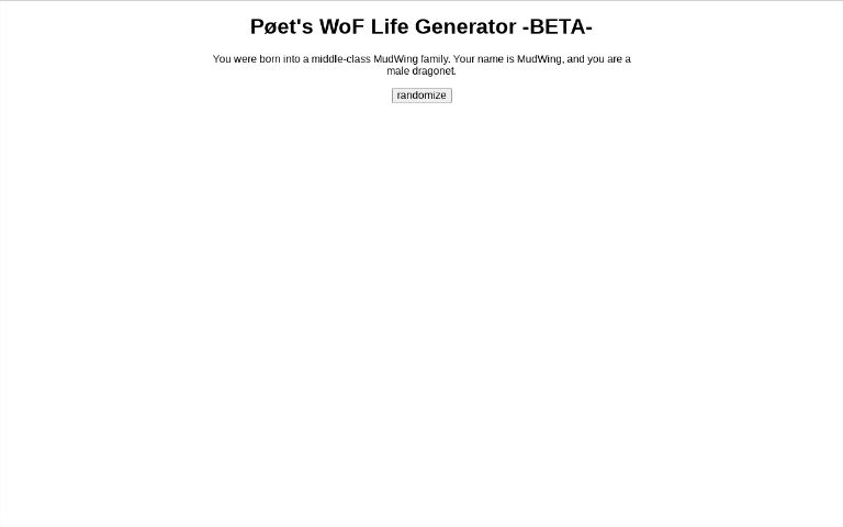 Pøet's WoF Life Generator -BETA-